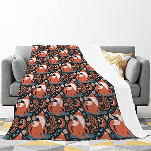 Just A Girl Who Loves Fox Blanket Soft Fleece Throw Blanket Cozy Fuzzy Warm Flannel Blankets for Women Men for Couch Bed Sofa All Season Gift