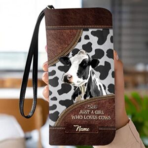 Cow Breeds, Just A Girl Who Loves Cows Leather Texture Personalized Woman Purse