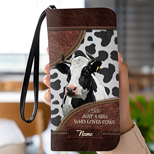 Cow Breeds, Just A Girl Who Loves Cows Leather Texture Personalized Woman Purse