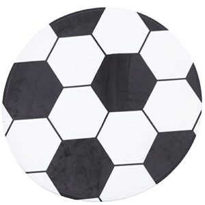 dechous round soccer rug black white football soccer shaped floor mat decorative door play area rugs living room bedroom decor for soccer lovers gift