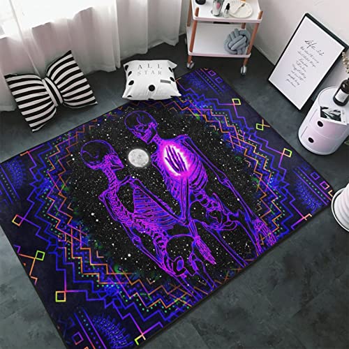 Skull Area Rugs,Blacklight Skull Trippy Area Rug,Rugs Non-Slip 3x5 Area Rug Carpet Soft Rugs Decor for Kitchen Bedroom Dining Home Room 60"X39"