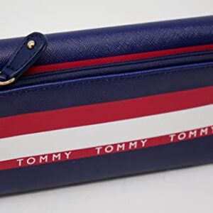 Tommy Hilfiger Women's Navy Blue Red White Logo Print Checkbook Wallet Clutch