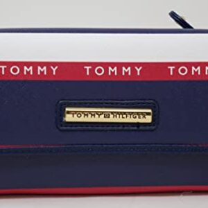 Tommy Hilfiger Women's Navy Blue Red White Logo Print Checkbook Wallet Clutch