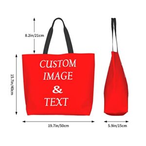 Personalized Shoulder Bag with Custom Text Photo Tote Bag for Women Red One Size