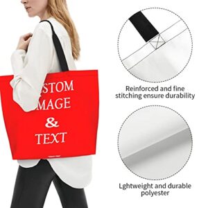 Personalized Shoulder Bag with Custom Text Photo Tote Bag for Women Red One Size