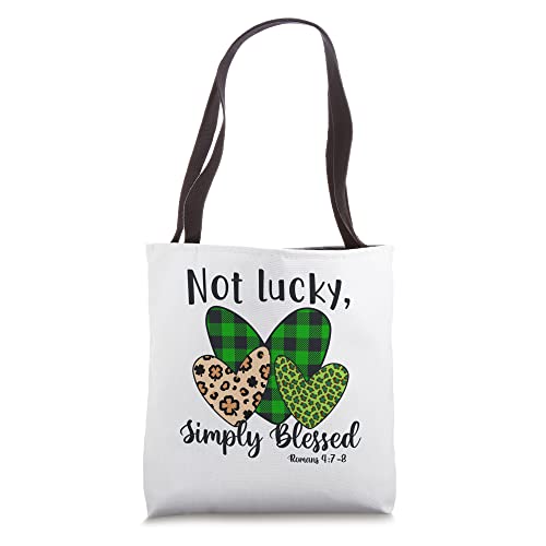 Not Lucky Simply Blessed Shamrock Christian St Patricks Day Tote Bag