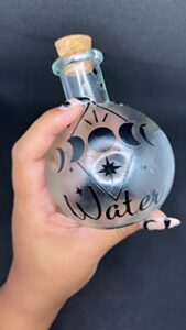 moon water jar, full moon ritual, moon phase glass bottle, alter tools, stash jar, cleansing tool, witch bottle, cork bottle, set intention