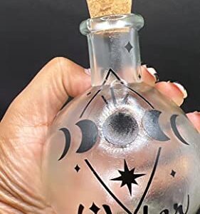 Moon Water Jar, Full Moon Ritual, Moon Phase Glass Bottle, Alter Tools, Stash Jar, Cleansing Tool, Witch Bottle, Cork Bottle, Set intention