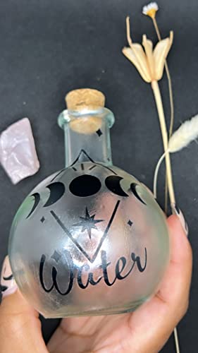 Moon Water Jar, Full Moon Ritual, Moon Phase Glass Bottle, Alter Tools, Stash Jar, Cleansing Tool, Witch Bottle, Cork Bottle, Set intention