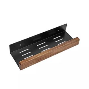 pdgjg bathroom wall mounted solid wood shelf black walnut aluminum single layer shelf front cosmetic storage rack