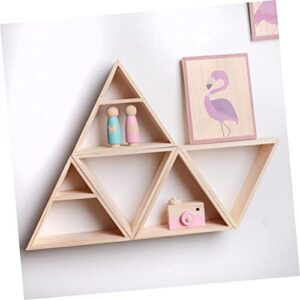 Zerodeko Wall Hanging Organizer for Wall Tool Triangle Home Living Display Pinewood Daily Decoration Hand-Made Rack Hanging Dispaly Storage Room Tier Use Shelf Wooden Bedroom Wall Mounted Shelf