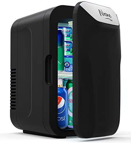 NXONE Mini Fridge,8 Can/6 Liter Small Refrigerator,110VAC/ 12V DC Portable Thermoelectric Cooler and Warmer Freezer Skincare Desk Little Tiny fridge for Cosmetics,Foods, Bedroom,Dorm,Office,and Car