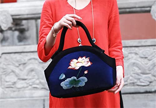 ZLXDP Women's Embroidered Handbag Chinese Multi-Function Shoulder Bag Women's Retro Messenger Bag (Color : E, Size : As Shown in The Figure)