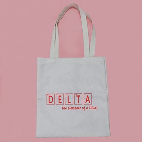 PWHAOO Sorority DST 1913 Gift Canvas Bag The Elements Of A Diva Tote Bag Greek Sorority Sister Gift (DELTA the elements TOTE)