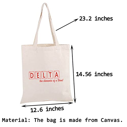 PWHAOO Sorority DST 1913 Gift Canvas Bag The Elements Of A Diva Tote Bag Greek Sorority Sister Gift (DELTA the elements TOTE)