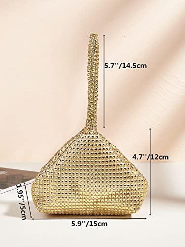 Verdusa Women's Rhinestone Evening Handbag Mini Bag Clutch Purse Gold one-size