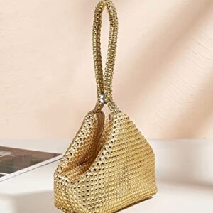 Verdusa Women's Rhinestone Evening Handbag Mini Bag Clutch Purse Gold one-size