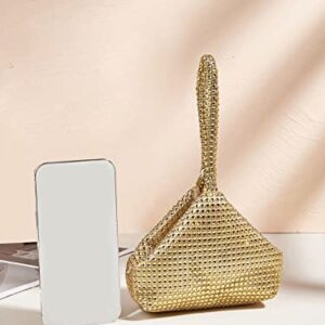 Verdusa Women's Rhinestone Evening Handbag Mini Bag Clutch Purse Gold one-size