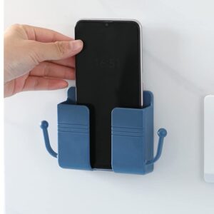 PDGJG Wall-mounted Mobile Phone Rack Remote Control Storage Box Charger Hook Line Charging Base Bracket (Color : Blue, Size : 1)