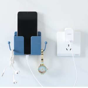 PDGJG Wall-mounted Mobile Phone Rack Remote Control Storage Box Charger Hook Line Charging Base Bracket (Color : Blue, Size : 1)