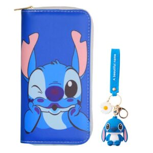 kowckxi cute wallet for men and women, cartoon pu leather purse, clutch stylish zip around wallet card holder, 2pcs set