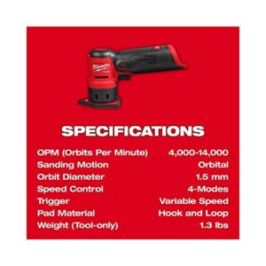 Milwaukee 2531-20 12V Brushless Cordless Orbital Detail Sander (Tool Only)