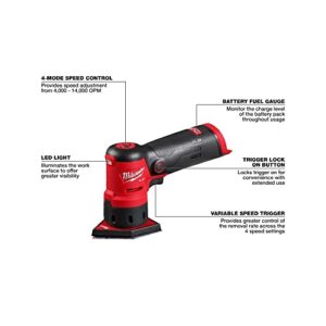 Milwaukee 2531-20 12V Brushless Cordless Orbital Detail Sander (Tool Only)