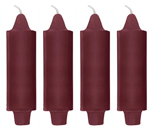 4 Pack Coach Candles Unscented 5" x 1.5" with 7/8" Base to Fit Traditional Candle Holders Including The Booklet Candle Factoids Trivia & Safety Guidelines Made in The USA (Burgundy)