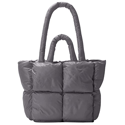 Women Large Quilted Tote Bag, Ladies Winter Soft Quilted Shoulder Bag, Down Shoulder Bag Ladies Handbag Chic Purses Winter Pillow