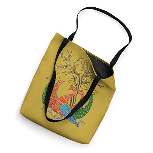 Madhubani peacocks and trees Tote Bag