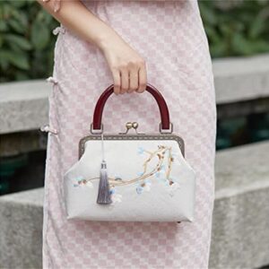 ZLXDP Traditional Embroidery Bag Chinese Tassel Handbag Women's Cheongsam Bag Hanfu Dinner Handbag (Color : D, Size : 26cmx17cmx8cm(LxHxW))