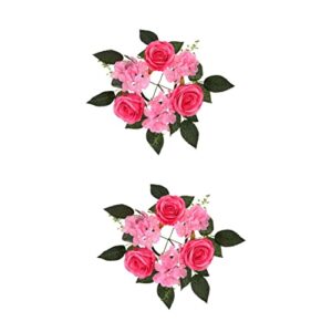 abaodam 2pcs artificial candlestick garland para mesa de wedding table decor weddings fake rose balls flower candle ring peony candle rings wreaths candle wreaths props