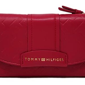 Tommy Hilfiger Women's Red Logo Debossed Checkbook Wallet Clutch Bag