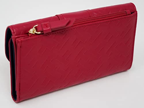 Tommy Hilfiger Women's Red Logo Debossed Checkbook Wallet Clutch Bag