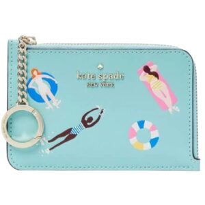 kate spade pool float novelty medium l-zip key ring cardholder wallet poolside