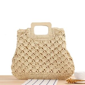 liuzh casual rattan large capacity tote women wicker woven wooden handbags summer beach bag lady big (color : e, size : 1)