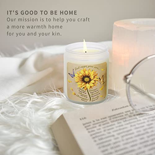 Christian Gifts for Women, Candles Lavender for Home Scented, Inspirational Gifts for Women, Sunflower Gifts for Women, Mom, Friend, Scented Candles -7oz Jar Candle, Over 35 Hours of Burn Time