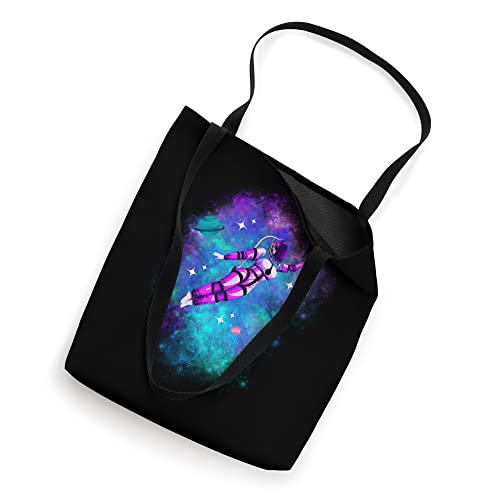 Spacewoman in a suit drifting in space Tote Bag