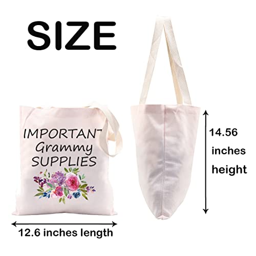 JXGZSO Important Grammy Supplies Tote Bag Grammy Gift Grandmother Gift Best Grandma Ever Gift Mother’s Day Gift (Grammy Supplies Tote)