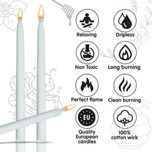 Neomious 6 pcs Beeswax Taper Candles, White Candle Sticks, Natural White Tapered Candles, 10 Inch Dripless Taper Candles, Bees Wax Candle Stick for Home Decor, Christmas, Shabbat, Thanksgiving