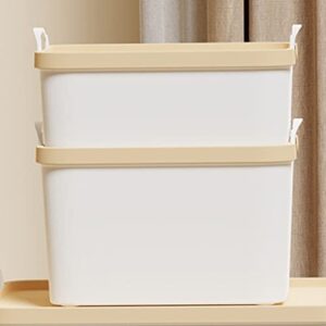 Cabilock 2pcs Plastic Storage Baskets with Lids Shelf Organizer Bins with Handle Stackable Storage Box Containers Makeup Cosmetic Organizer for Shelves Drawers Desktop Closet