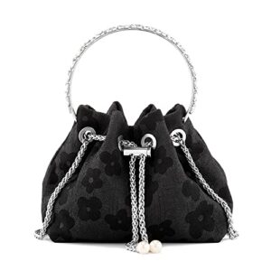 ayliss women evening handbag mini clutch rhinestone pouch crossbody handbag purse top handle floral shoulder bag prom (mini,black)