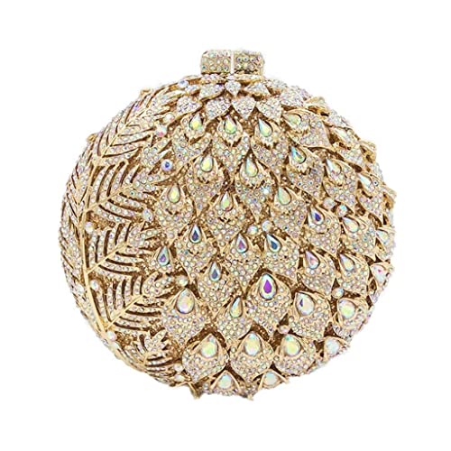 ZLXDP Round Ball Evening Bags and Clutches Wedding Party Rhinestones Handbags Bridal Purse