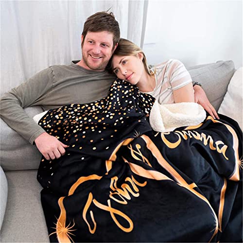 TINGSHOP Customized Heart Couples Blanket Personalized Blanket with Name for Couple Gift for Valentines Day Anniversary Birthday Christmas (Heart Blanket)