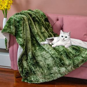 super soft plush throw blanket, tie dye cozy fuzzy blankets 60×80 inches,fluffy sherpa warm microfiber fleece colorful throws blanket for chair,couch,bed green