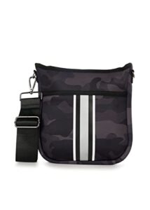 jeri prime crossbody tote by haute shore, black camo