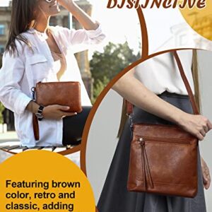 3 Pcs PU Leather Backpack Purse for Women Crossbody Purse Set Women's Crossbody Handbags Soft College Casual Shoulder Bag for Ladies Travel, Brown