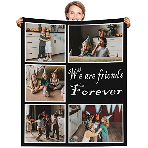 Yeacun Custom Blanket with Photos Text, Customized Picture Personalized Flannel Throw Blankets for Adult Kid Birthday Christmas Halloween Fathers Mothers Valentines Day Gift - 40"x 50"