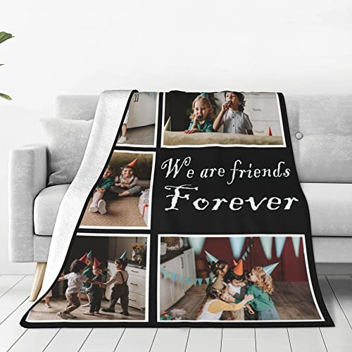 Yeacun Custom Blanket with Photos Text, Customized Picture Personalized Flannel Throw Blankets for Adult Kid Birthday Christmas Halloween Fathers Mothers Valentines Day Gift - 40"x 50"