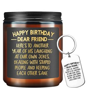 maybeone birthday gifts for best friends – happy birthday dear friend – lavender scented candle gifts for women friend – friendship gifts for her, him, besties, bff, soul sister